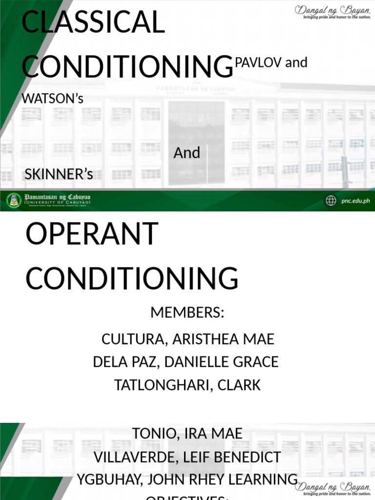 Group 1 Classical and Operant Conditioning | PDF | Classical Conditioning | Reinforcement