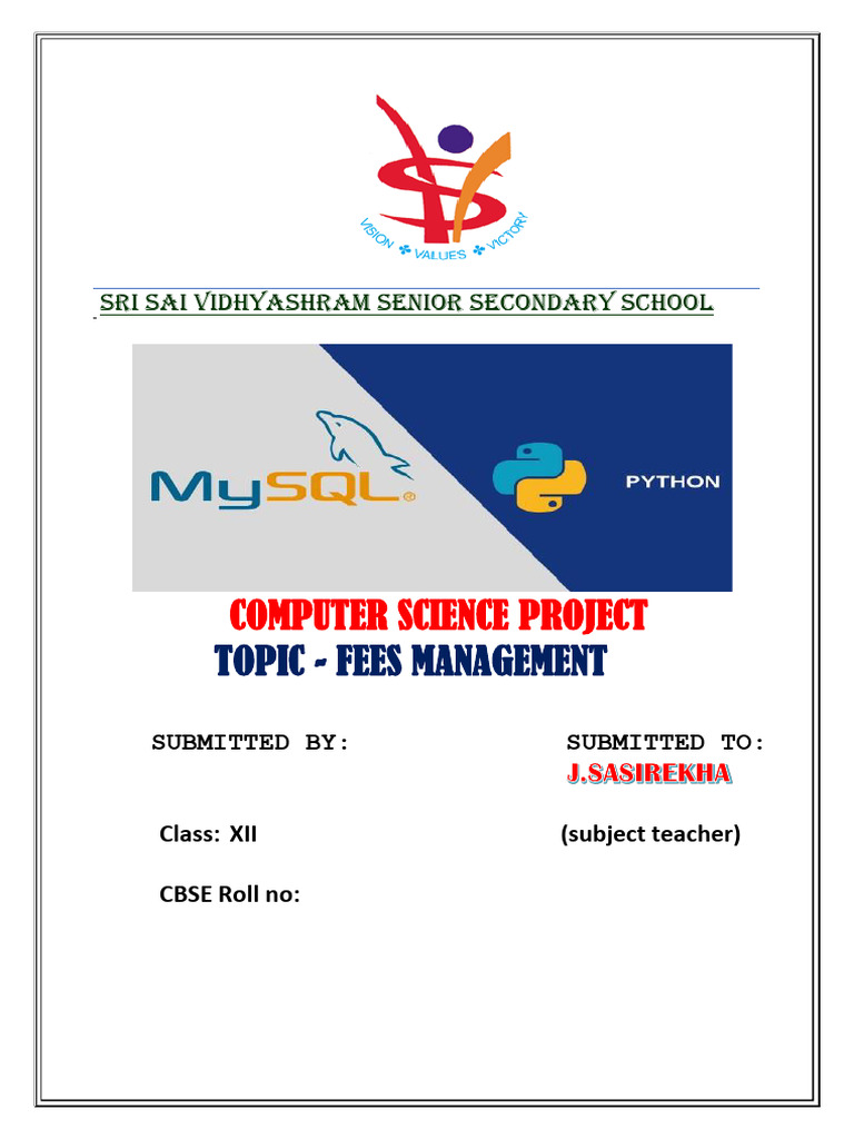 12thcomplete Project Fess | PDF | My Sql | Databases