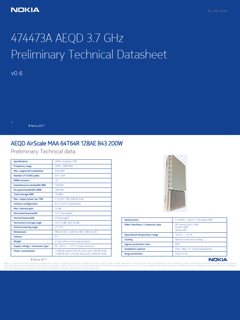 AEQD AirScale MAA 64T64R | PDF | Antenna (Radio) | Computer Engineering