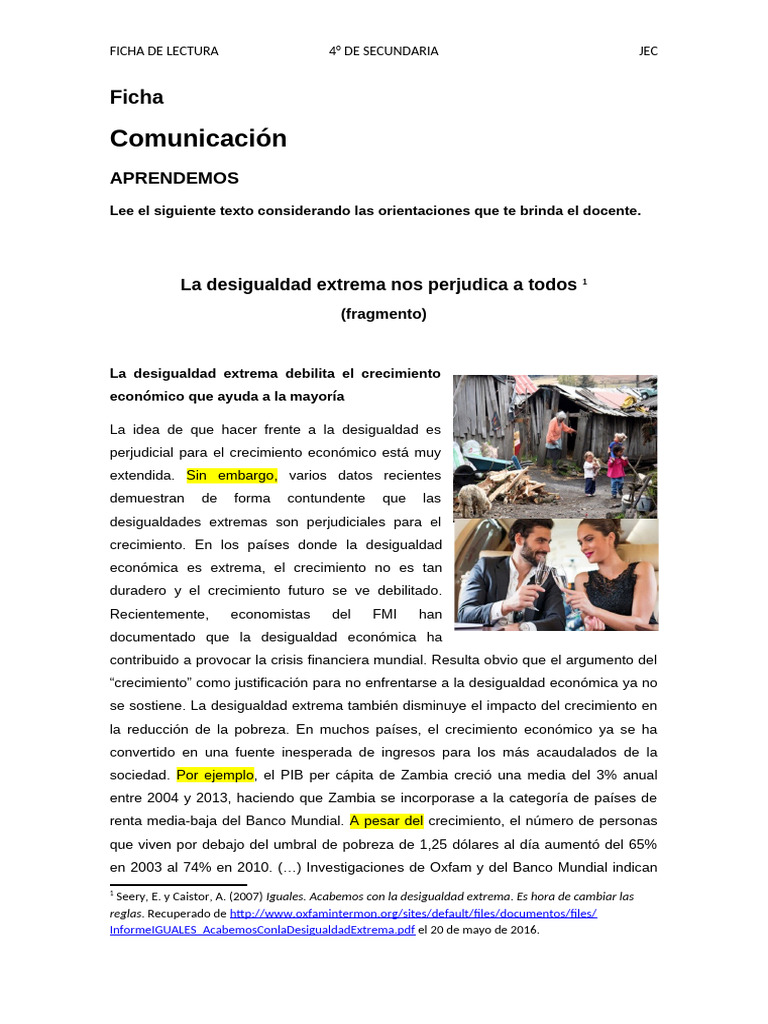 Ficha 9 | PDF | Desigualdad social | Discriminación y relaciones raciales