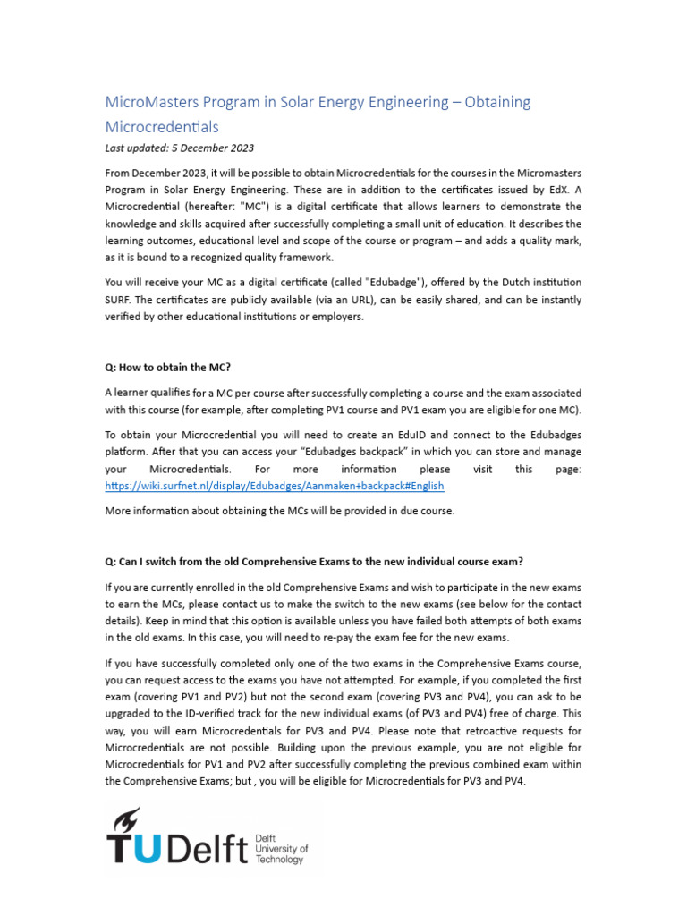 Course Platform Message - Microcredentials 5 Dec 2023 | PDF