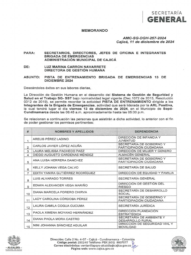 Memorando Brigadistas | PDF