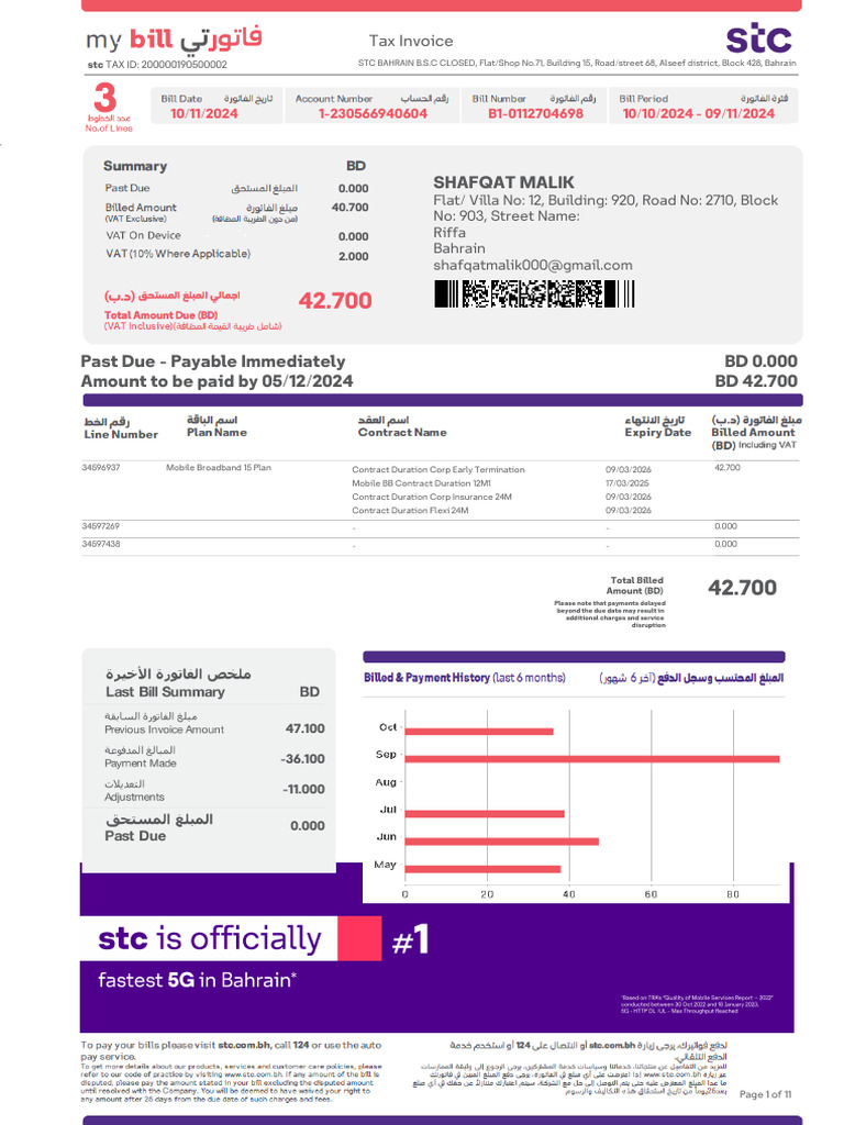 Stc Bill Statement | PDF | Value Added Tax | Fee