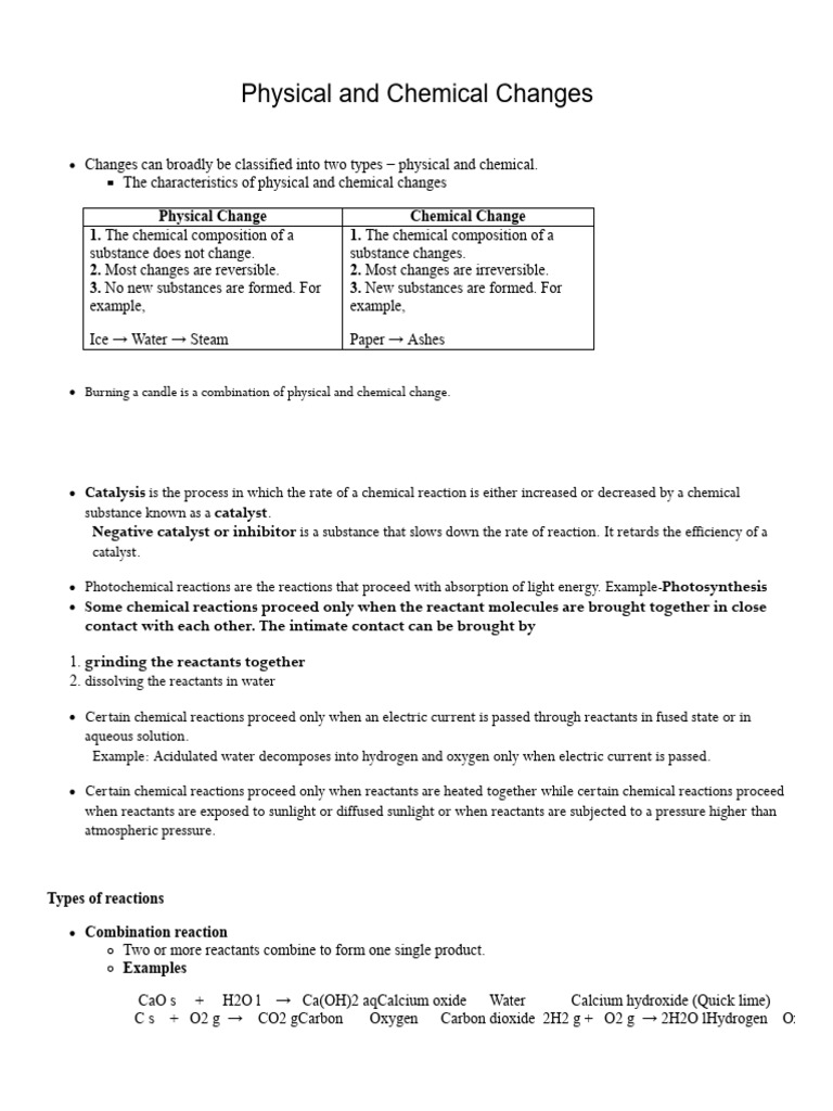 Chemical Changes & Reaction | PDF | Chemical Reactions | Combustion