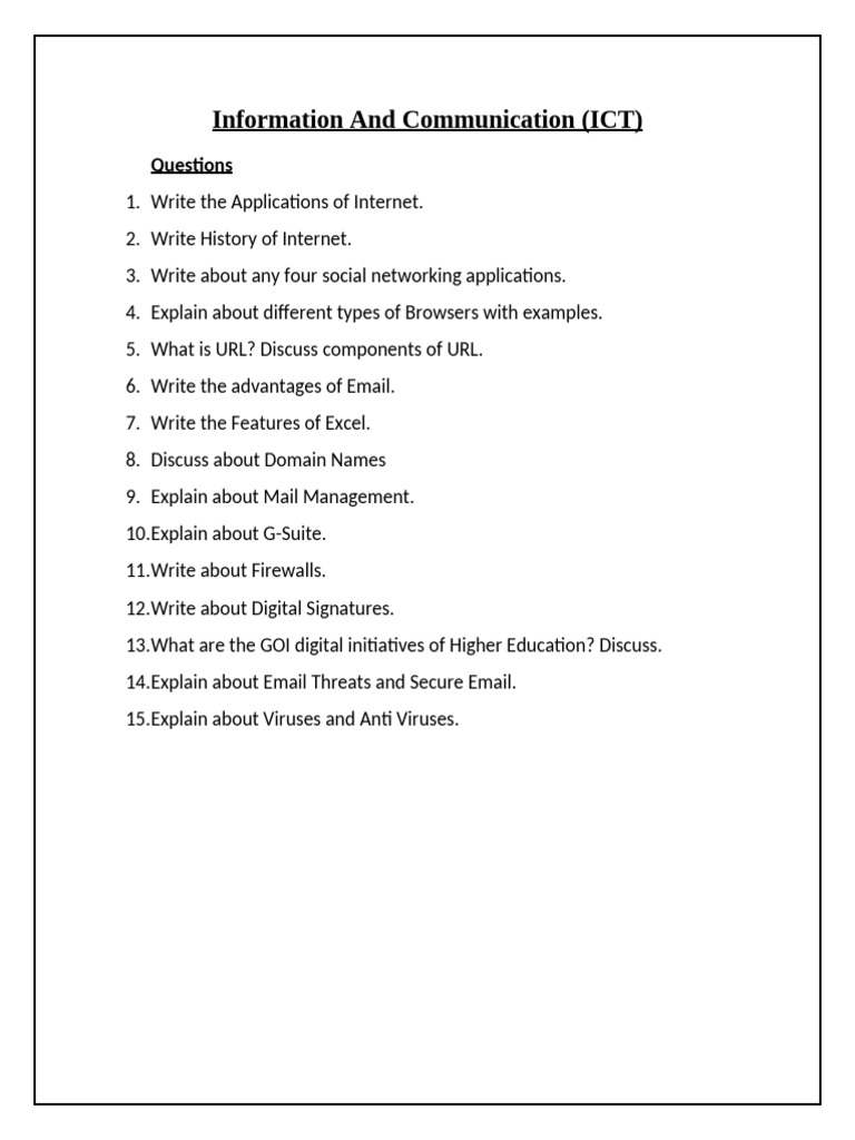 ICT IMP Questions | PDF