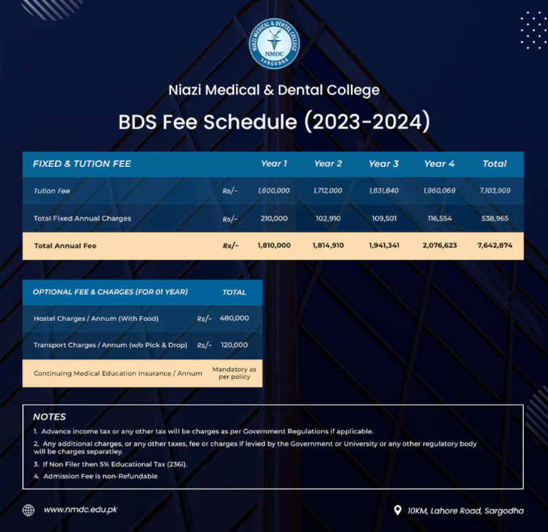BDS Fee Structure 2023 24 | PDF