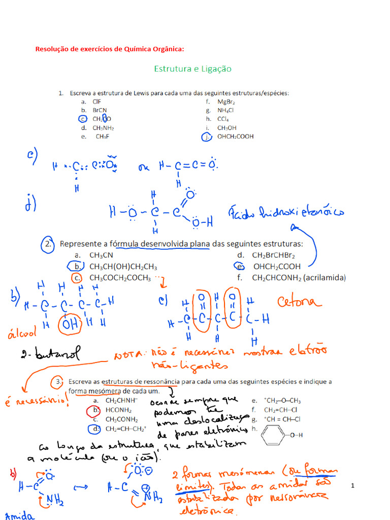 Resolucao de Exercicios de Quimica Organica 21 - 22 - T9 | PDF