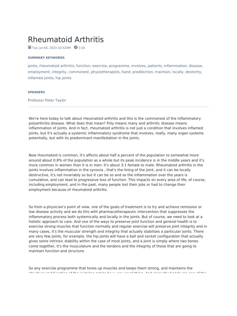 Rheumatoid Arthritis Pdf Arthritis Rheumatoid Arthritis