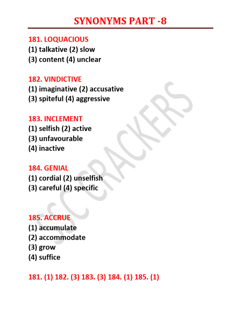 Synonyms Part -8 | PDF