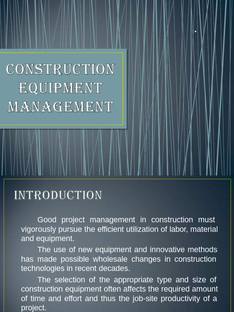 Construction Equipment Management Insights | PDF | Labour Economics ...