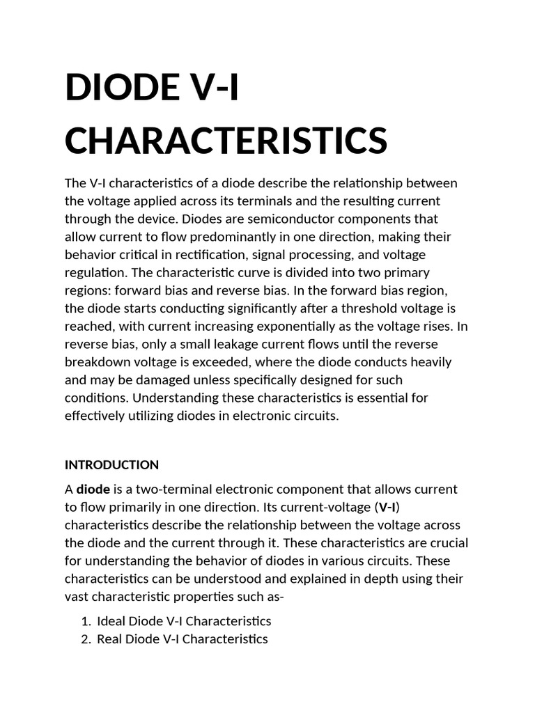 CBSE Class 12 Physics Project For 'DIODE V-I CHARACTERISTICS' | PDF ...