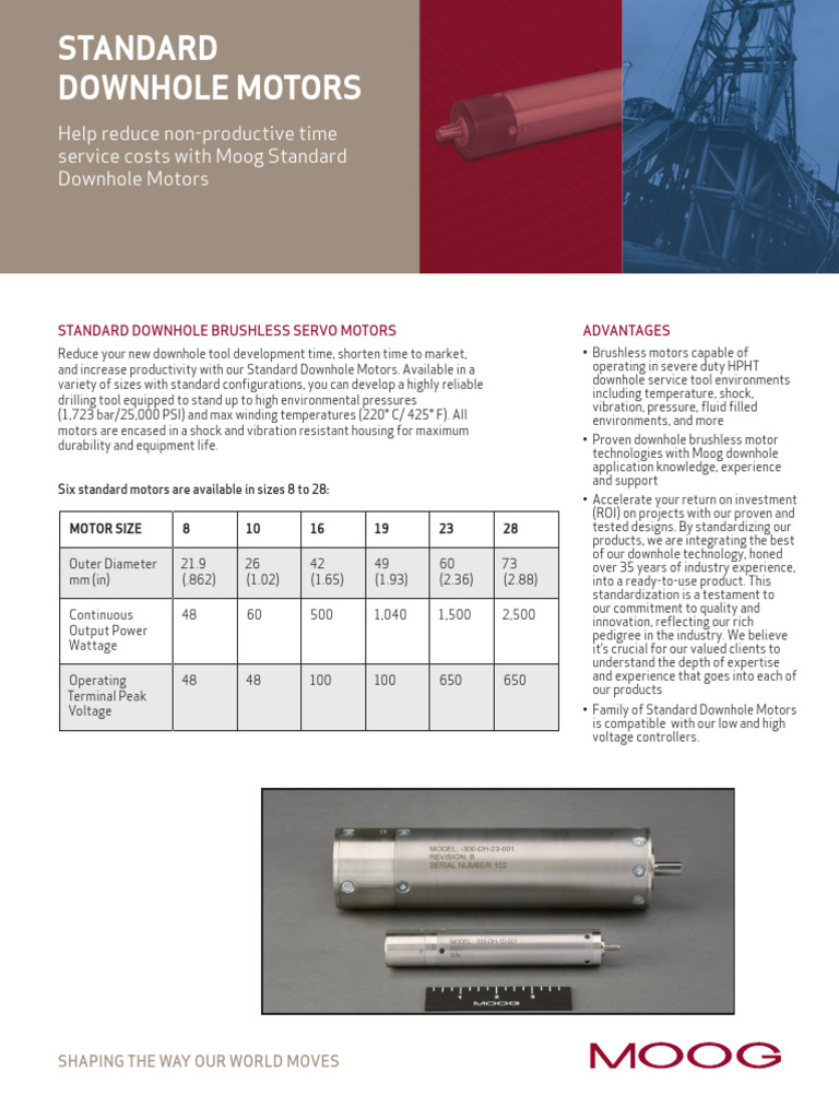 Moog Standard Downhole Motors Datasheet en | PDF | Electric Motor | Gear