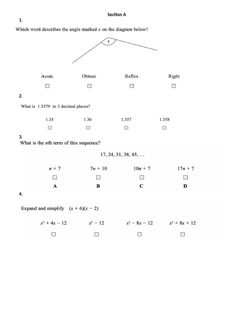 Achievement Test paper-KS3 | PDF