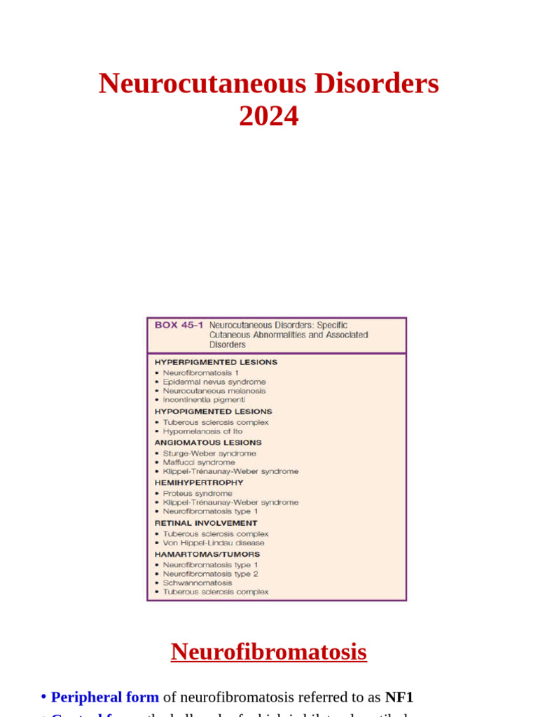Overview of Neurocutaneous Disorders | PDF | Diseases And Disorders ...