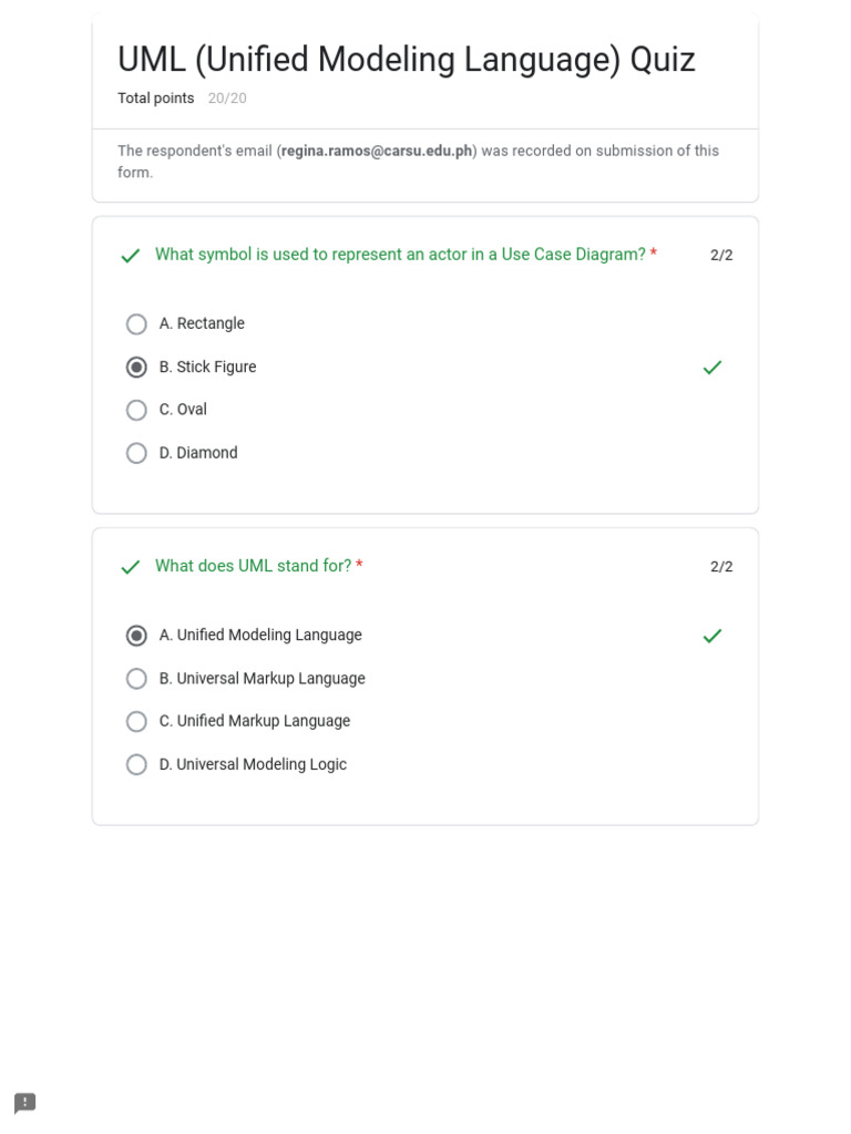 UML Unified Modeling Language Quiz | PDF