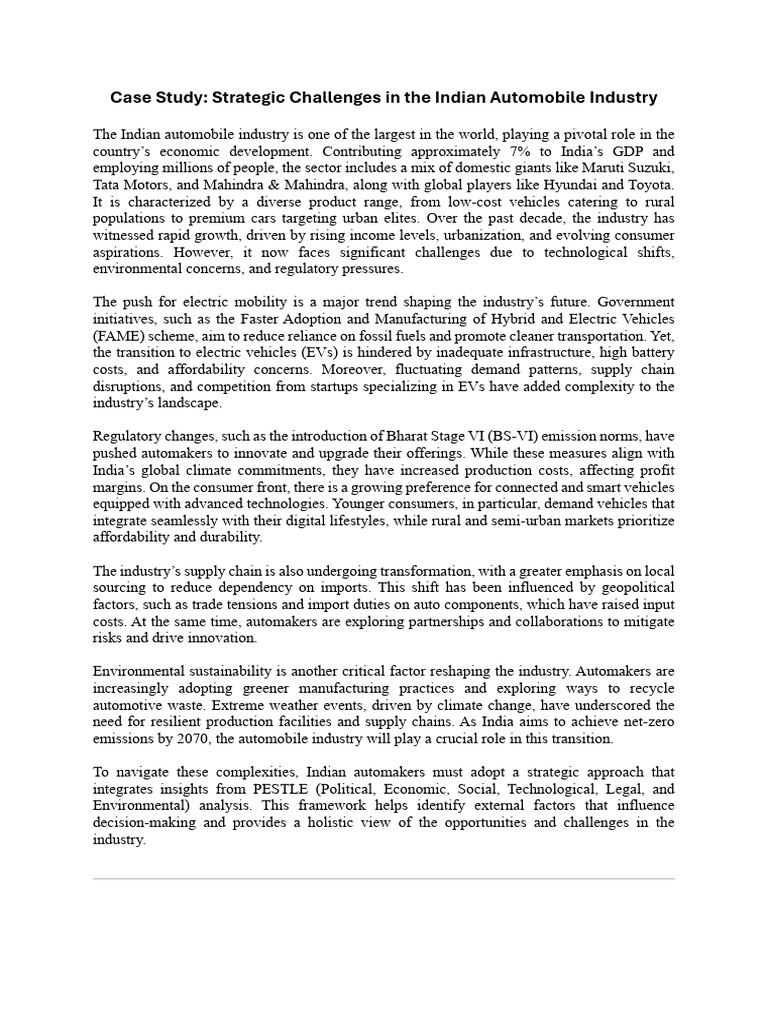 Challenges in India's Auto Industry | PDF | Electric Vehicle | Natural ...