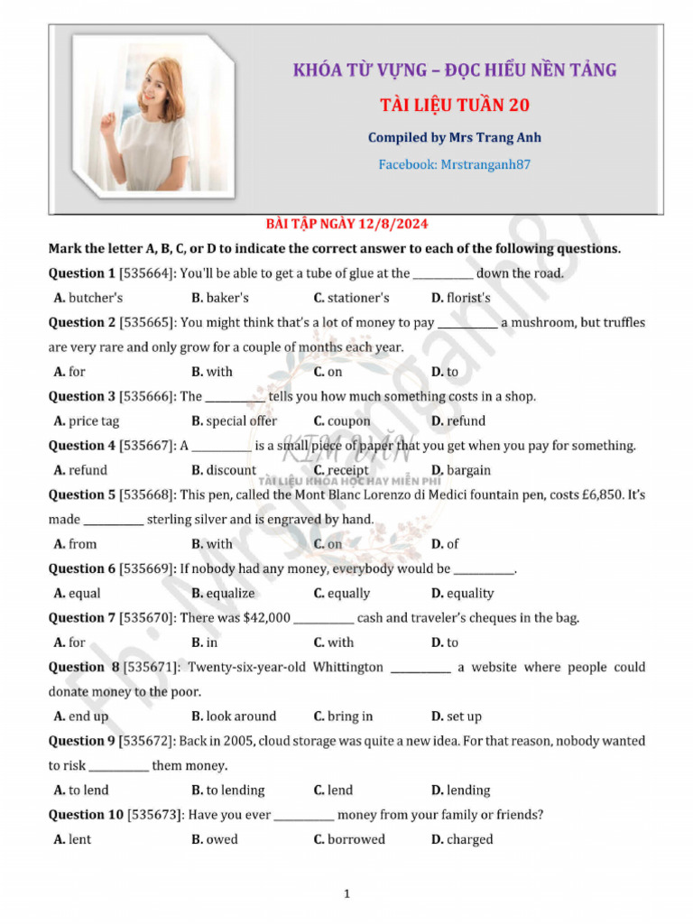 (TVCB) - Bài tập tuần 20 | PDF