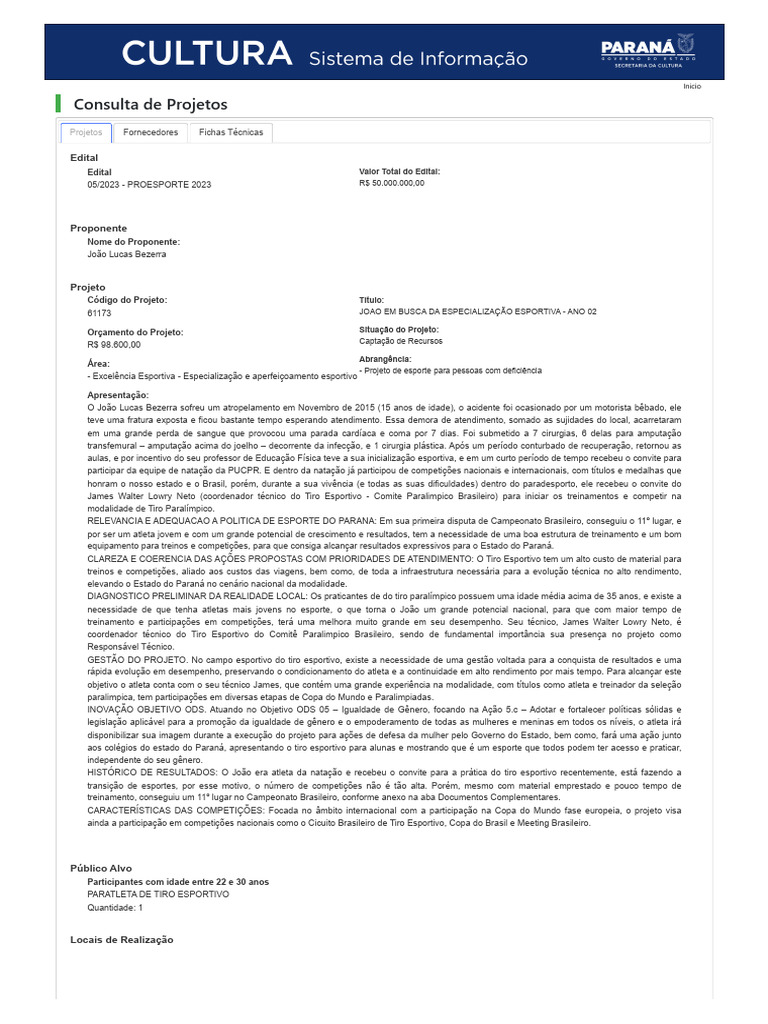 Modelos de Projetos Aprovados Edital 05 | PDF | Jogos Paraolímpicos ...