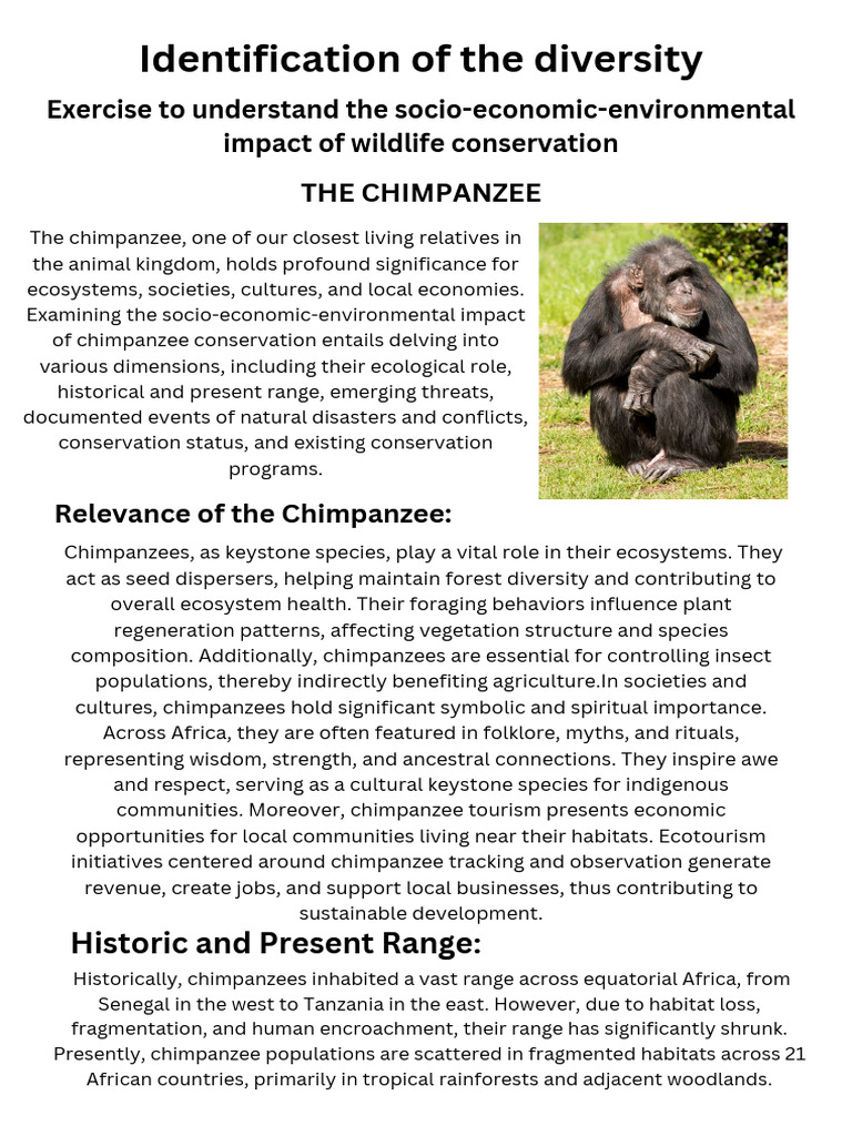 EVS Report- Chimpanzee | PDF | Conservation Biology | Habitat Destruction