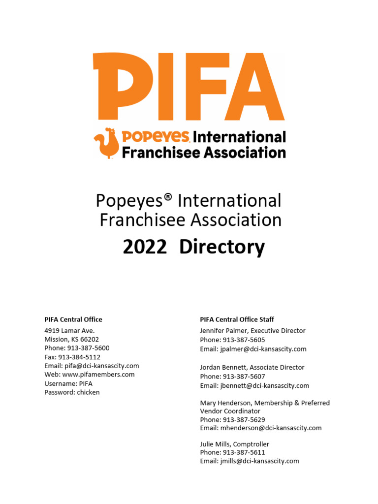 2022 PIFA Franchisee Directory | PDF