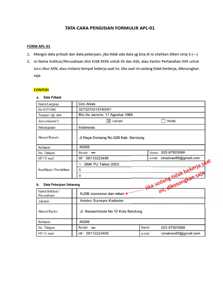 Cara Pengisian Form Apl-01 | PDF
