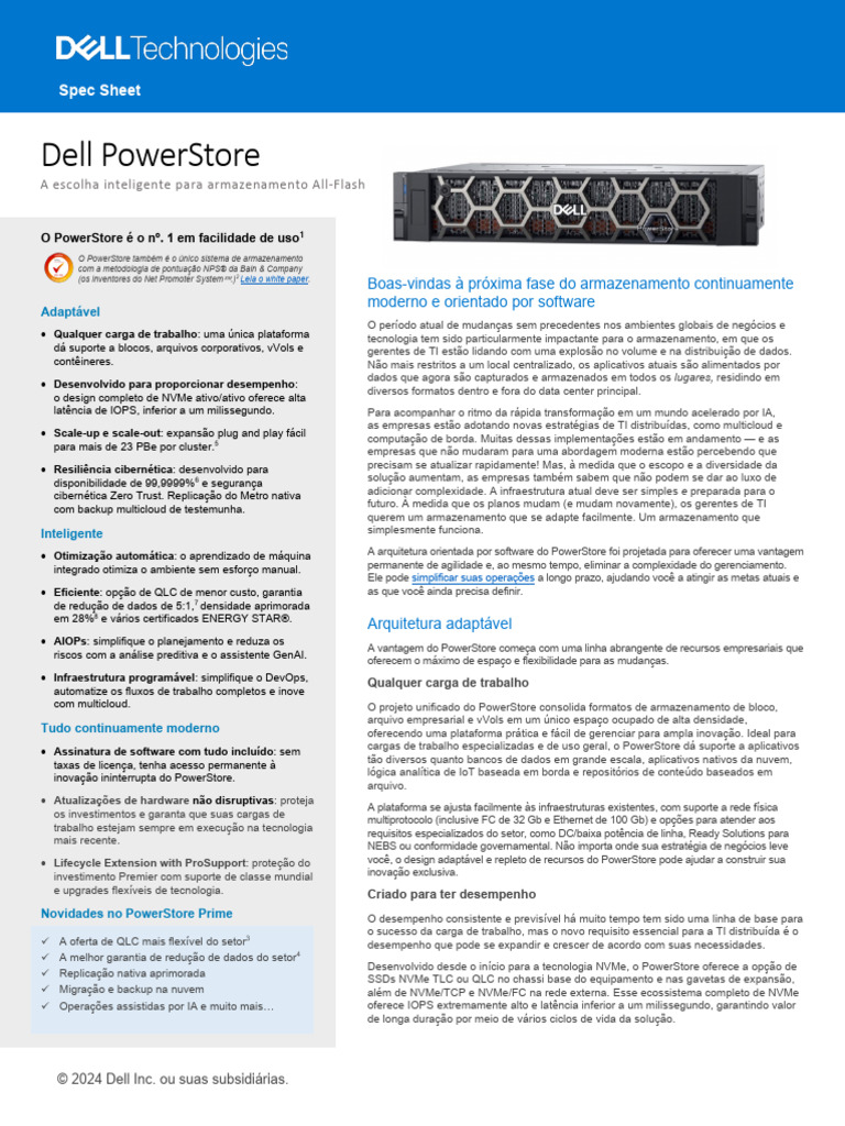 h18234 Dell Powerstore Data Sheet | PDF | Computação em nuvem ...