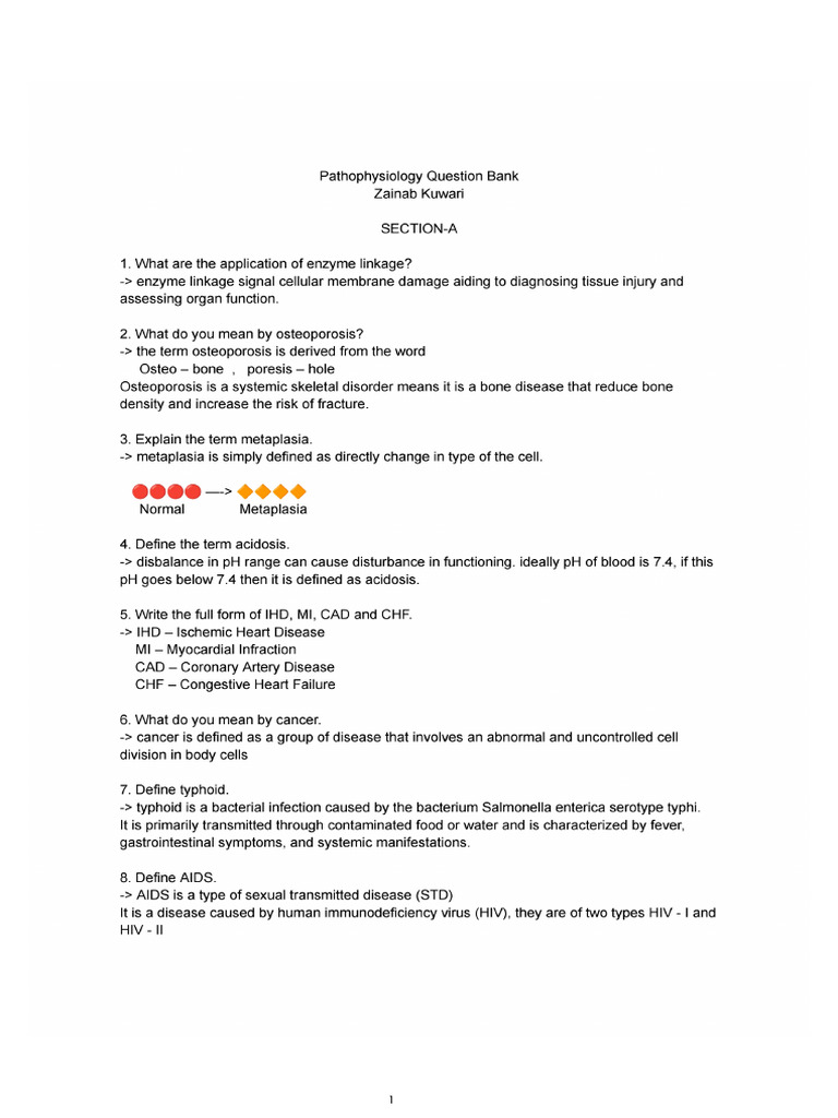 Pathophysiology Question Bank | PDF