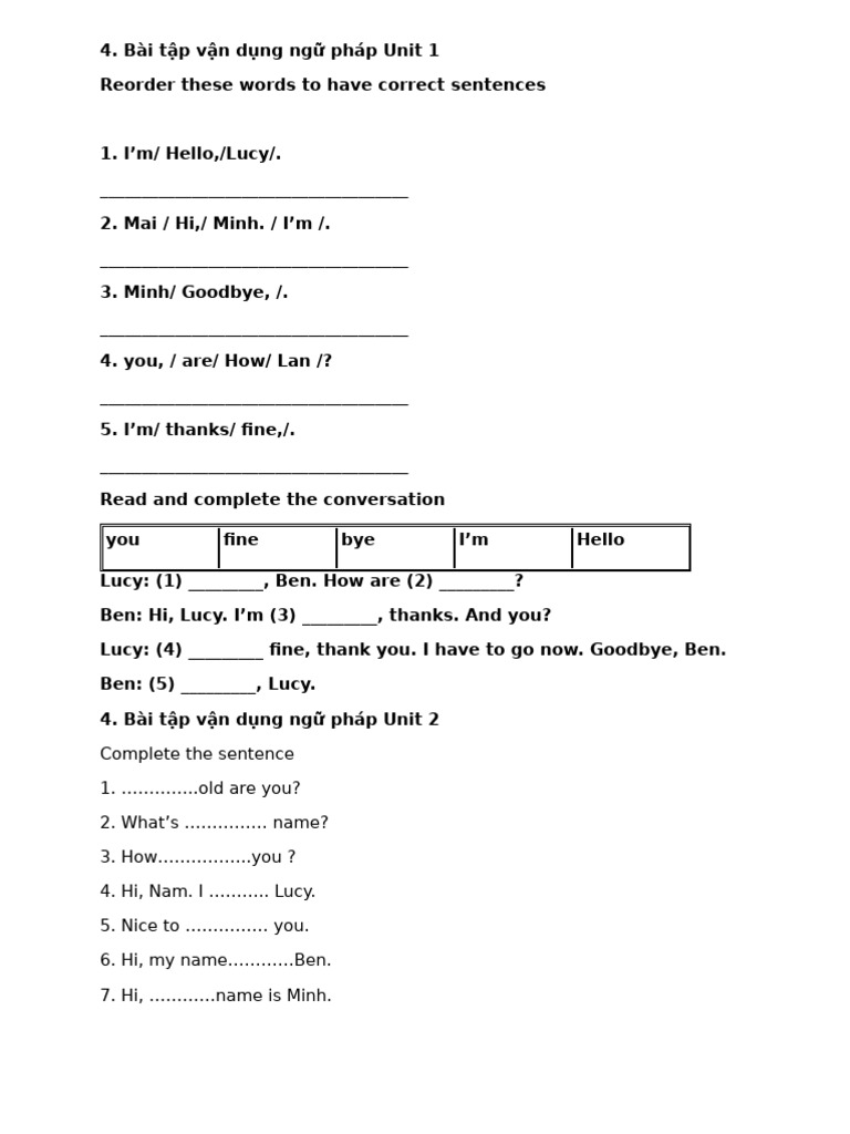 Grammar Practice Exercises Units 1-3 | PDF