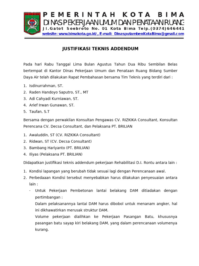 JUSTIFIKASI TEKNIS ADDENDUM | PDF