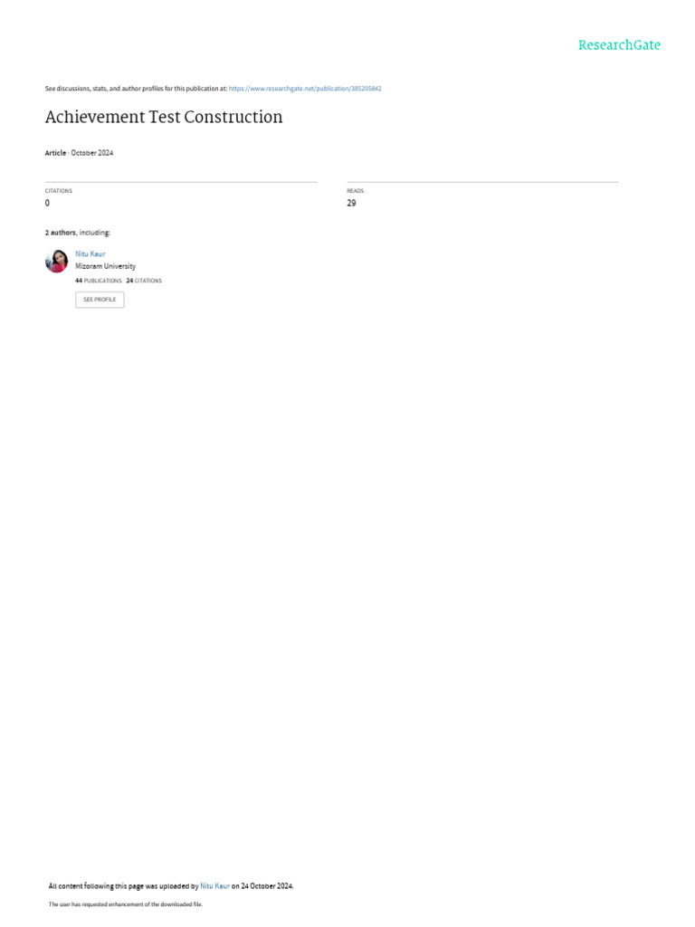 Achievement Test Construction | PDF