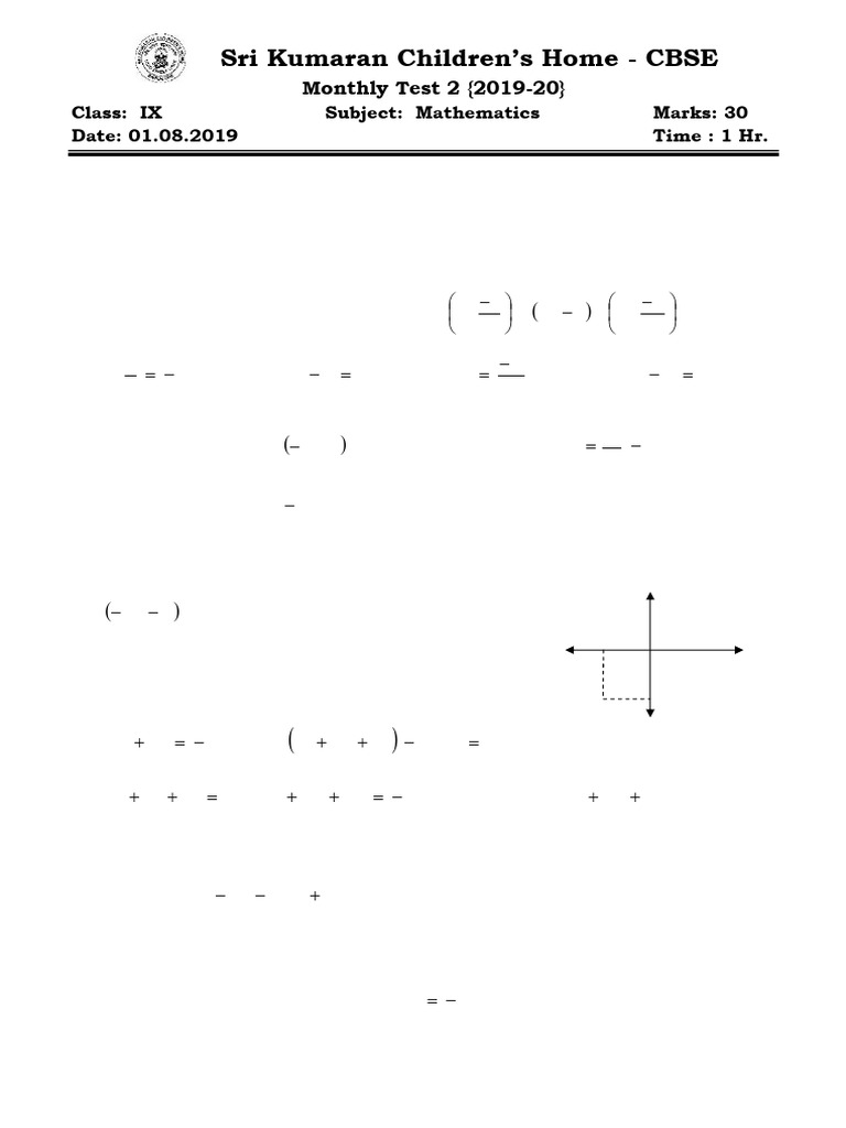 Class IX Mathematics Monthly Test 2 | PDF | Equations | Area