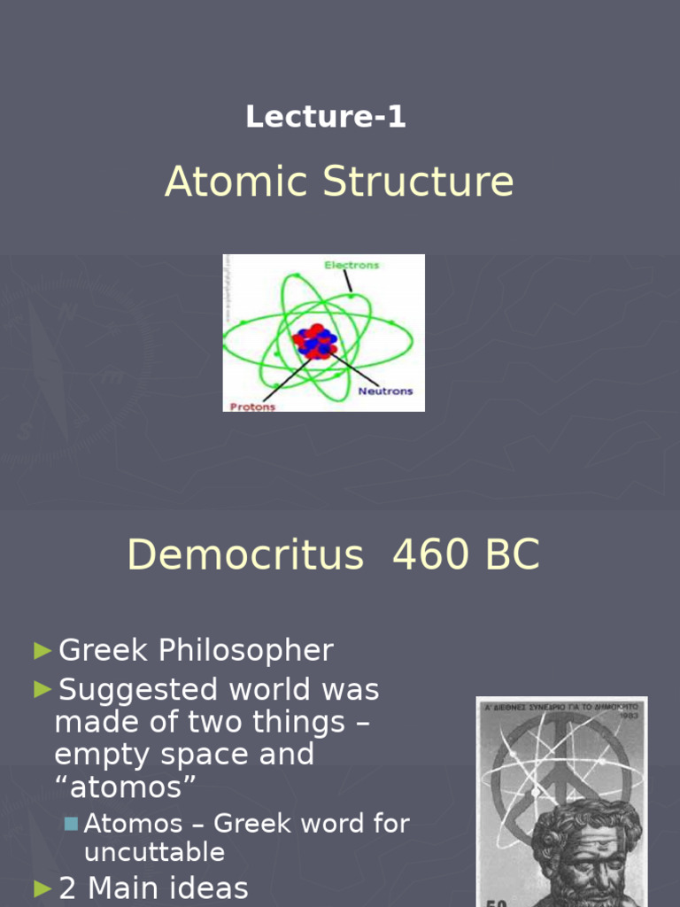 Lecture 1 Atomic Structure Pdf Ion Atoms
