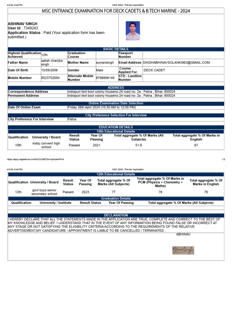 MSC 2024__ Preview Application | PDF