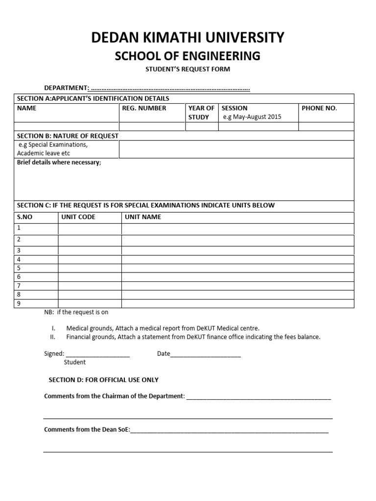 Students Request Form | PDF