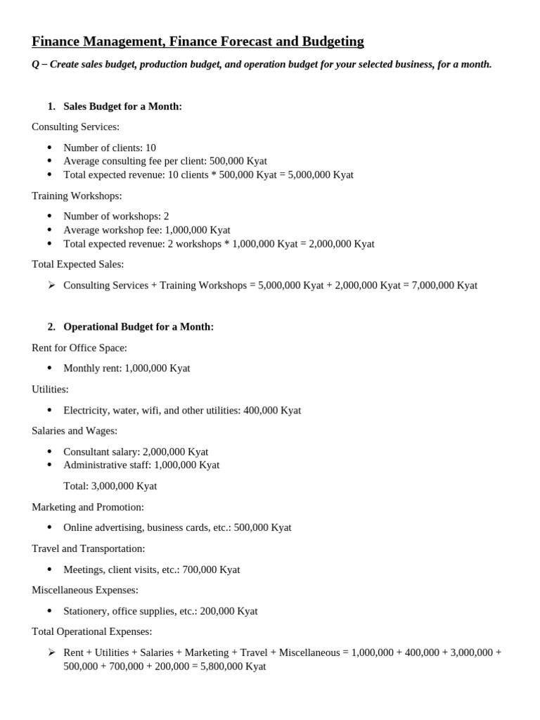Monthly Finance Budget Overview | PDF