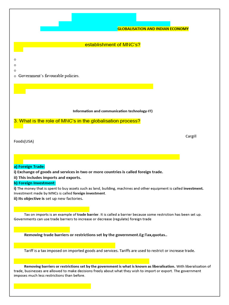 ECO-4 NOTES SCERT ACTION PLAN | PDF | Globalization | Multinational ...