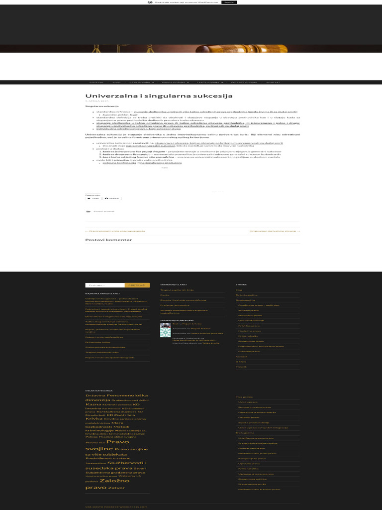 Univerzalna I Singularna Sukcesija - Pravnik | PDF