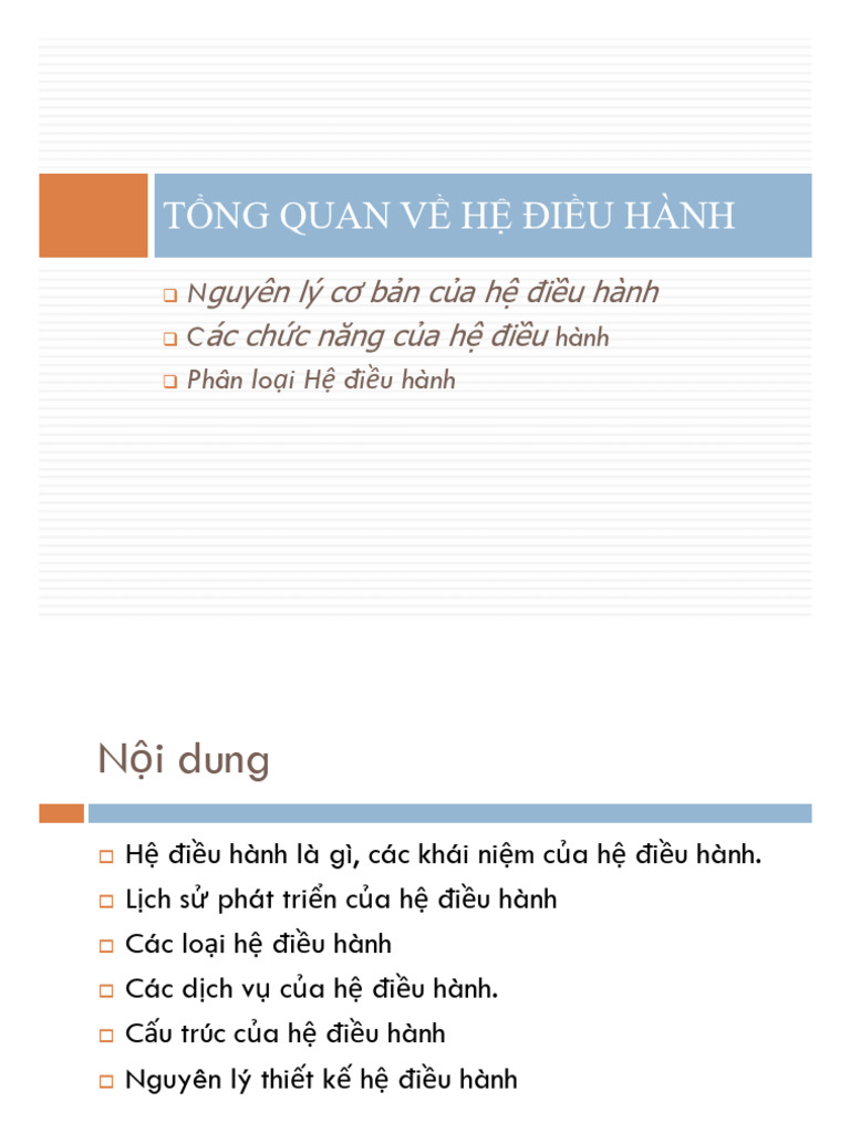 Bai - 01 - TONG QUAN VE HE DIEU HANH | PDF