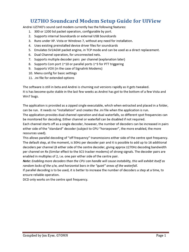UZ7HO Soundcard Modem Setup Guide | PDF | Modem | Windows 7