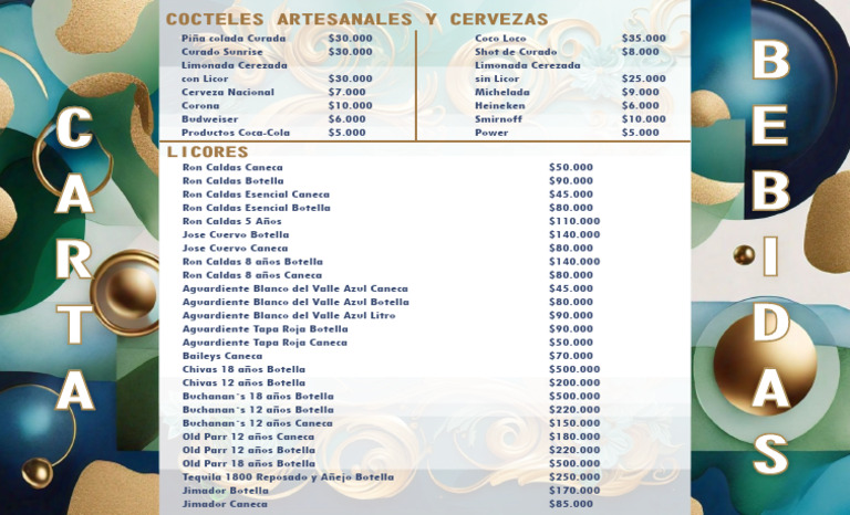 Carta de Bebidas 2024 | PDF | Destilación | Alcohol