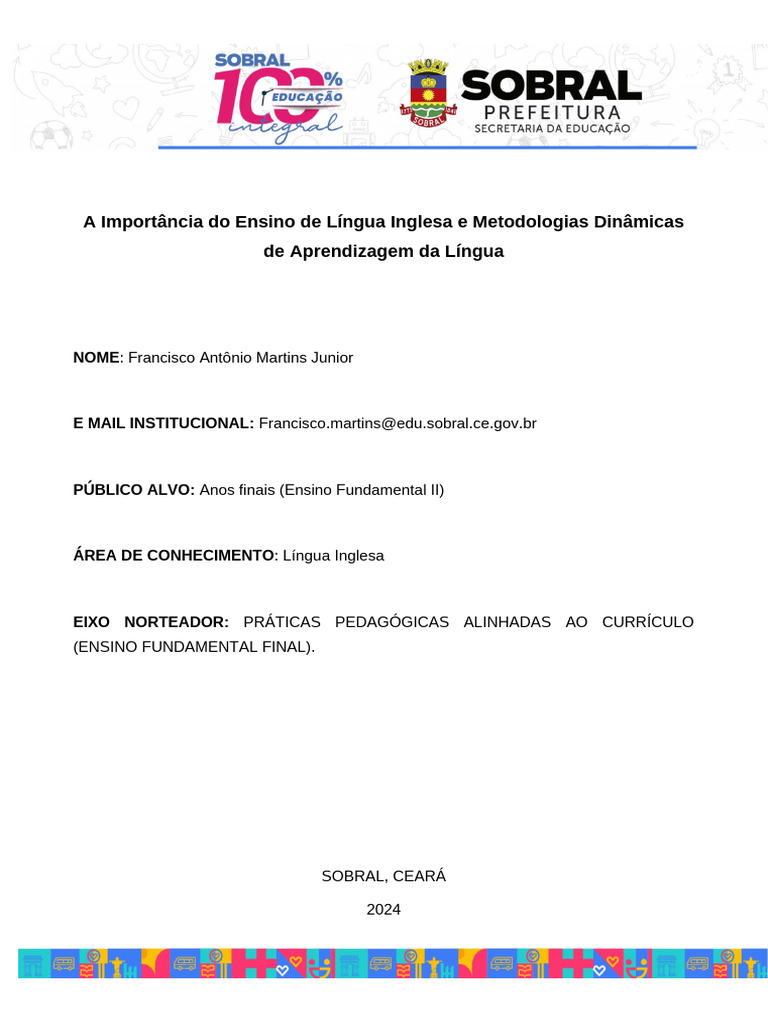 Metodologias Dinâmicas no Ensino de Inglês | PDF | Pedagogia | Aprendizado