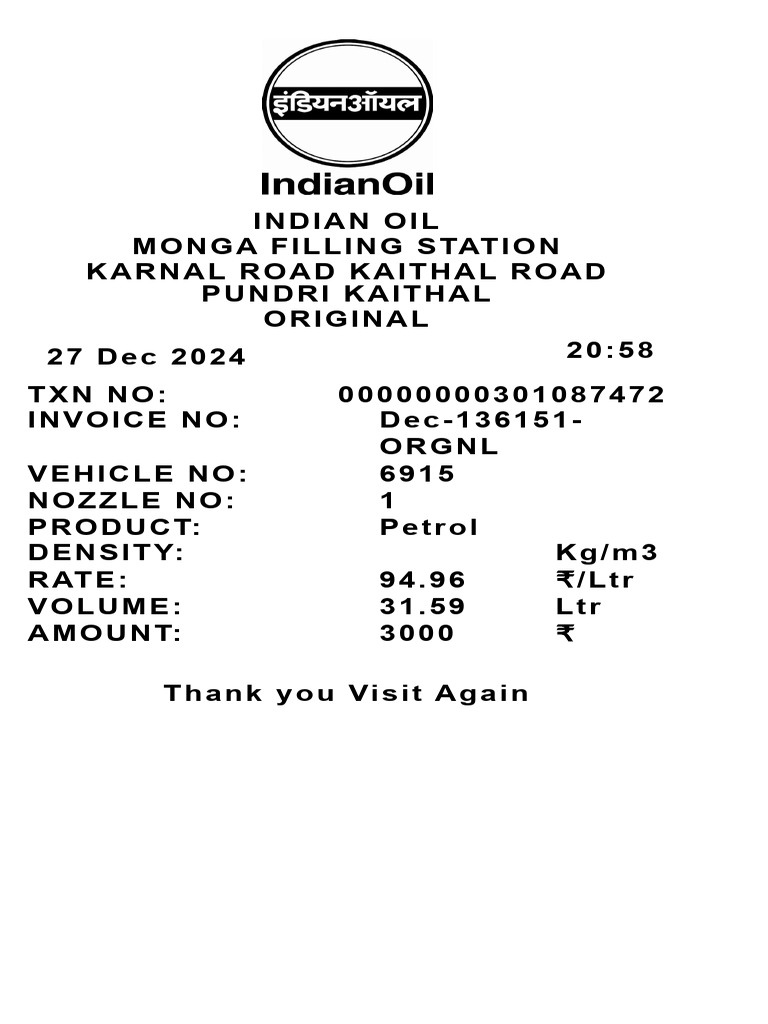 Fuel Bill Template 2 | PDF