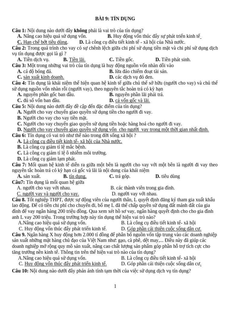Ôn K.tra HK1 - Tín D NG | PDF