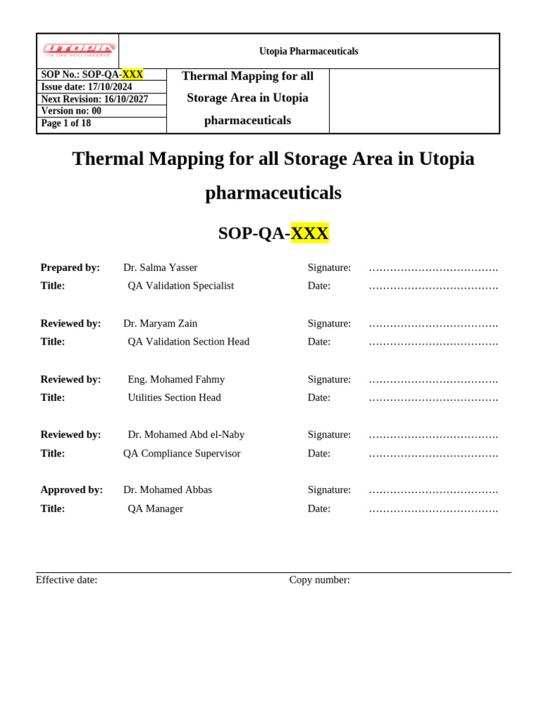 00. Thermal mapping SOP (uncontrolled areas) | PDF | Calibration | Temperature