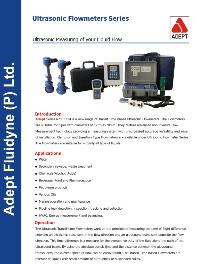 Ultrasonic Flowmeters by Adept Fluidyne | PDF | Flow Measurement ...