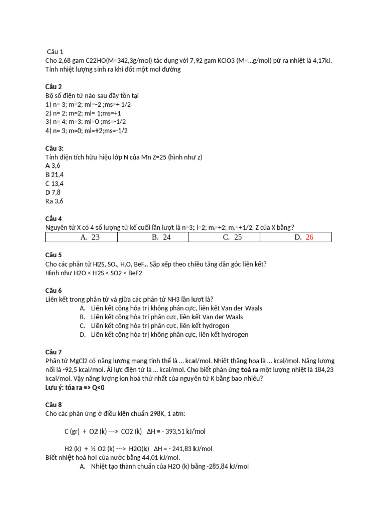 Hóa-giữa-kỳ-Y23-1 | PDF