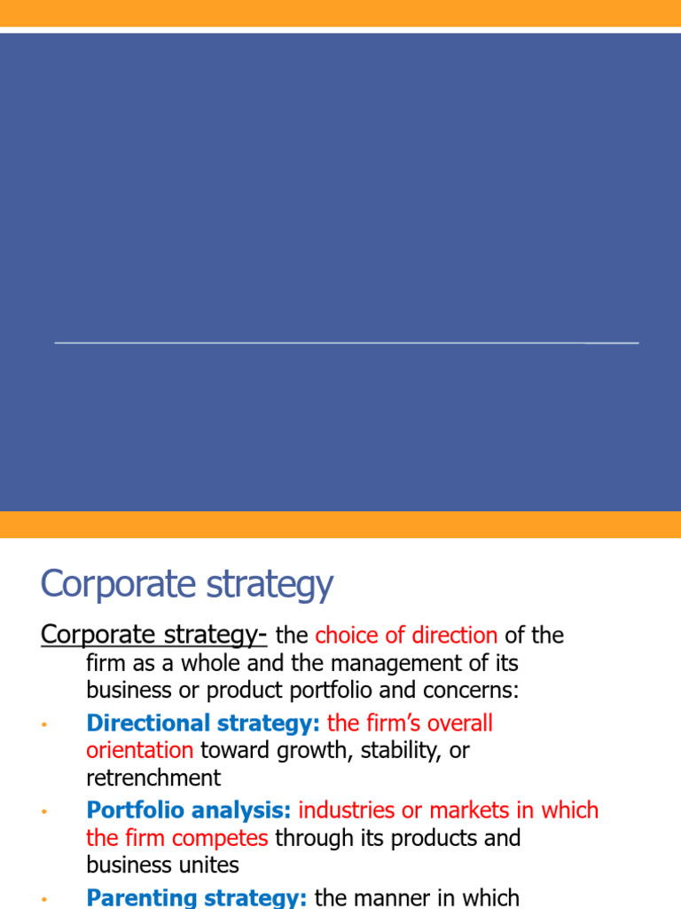 Lecture (7) Strategy Formulation - Corporate Strategy | PDF | Strategic ...