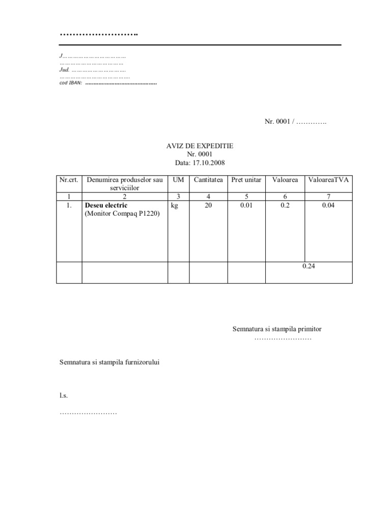 Aviz de Expeditie | PDF