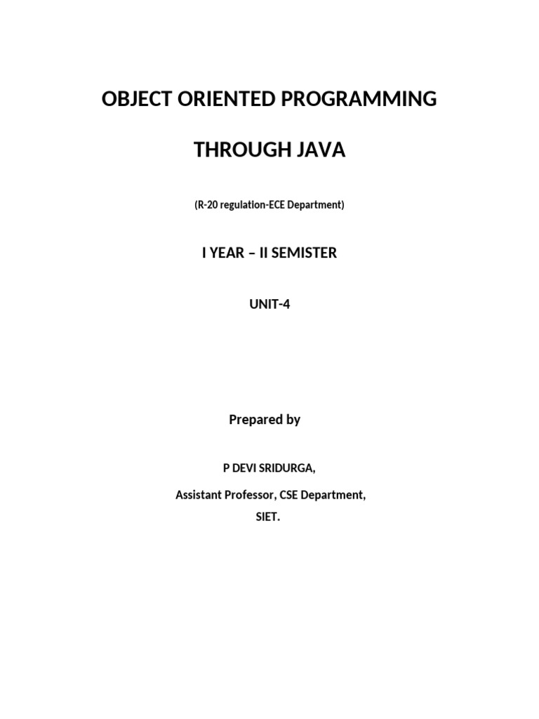 Oops Through Java R19 Unit-4 | PDF | Input/Output | Class (Computer Programming)