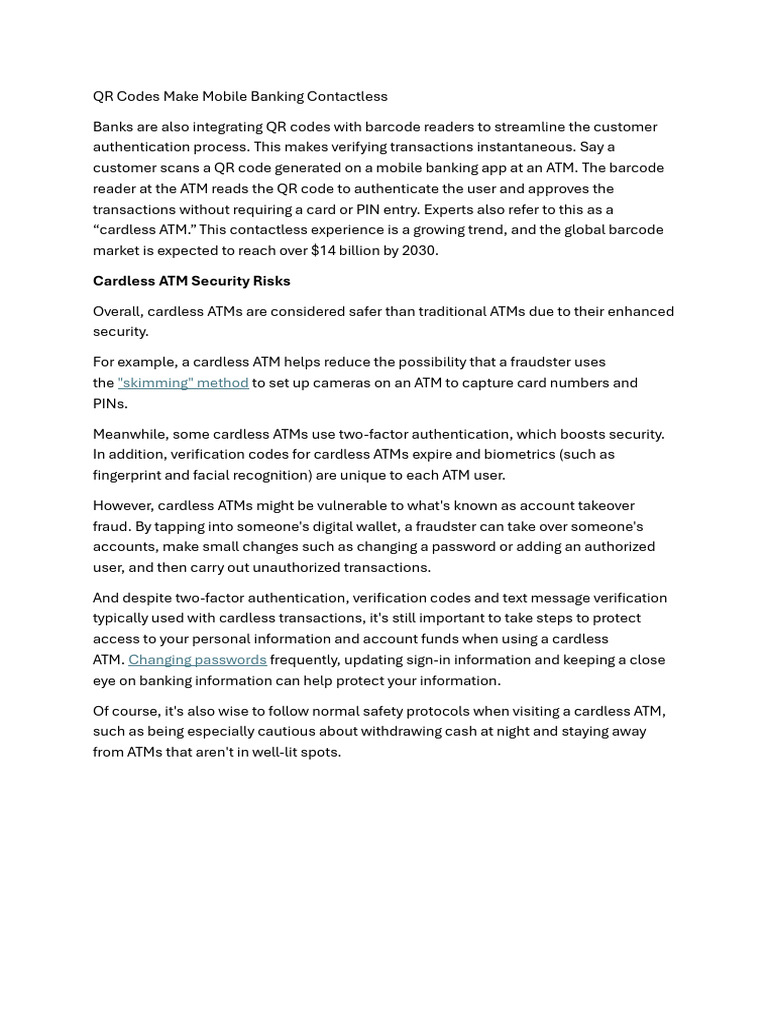 Mobile Banking Contactless | PDF